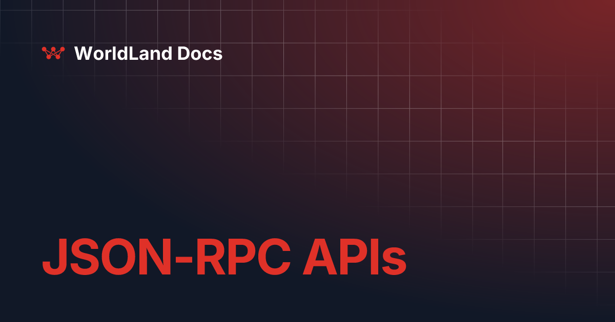Json Rpc Apis Worldland Docs